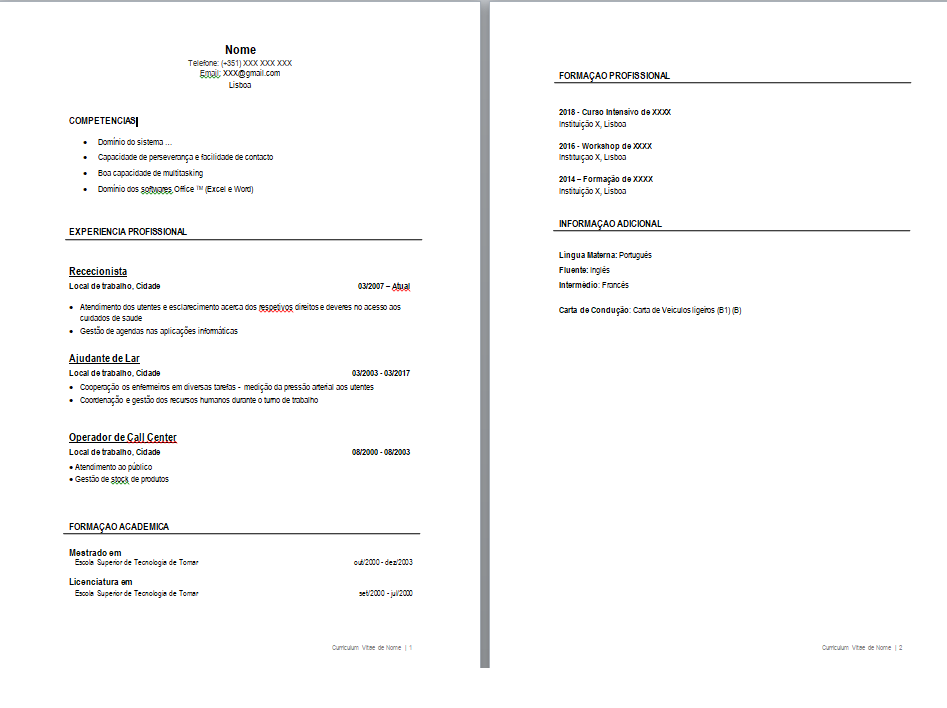 Como fazer um CV no Word – Template